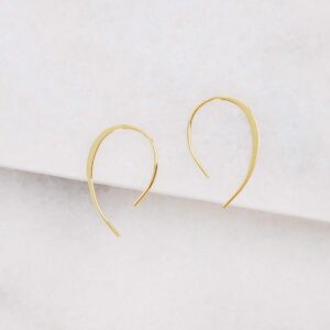 Humble Chic Upside Down Hoop Earrings - Hypoallergenic Lightweight Wire Needle Drop Dangle Threader Hoops for Women, Safe for Sensitive Ears, 1" inch - 18k Gold Plated