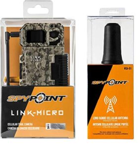 spypoint link-micro-v cellular mms infrared trail camera 4g/lte with ca-01 long range antenna, 10mp hd video and free 2 year warranty