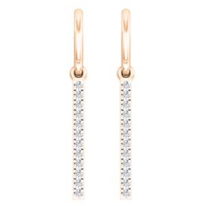 Dazzlingrock Collection 0.25 Carat (ctw) Round White Diamond Vertical Bar French Wire Dangle Earrings for Women in 14K Rose Gold