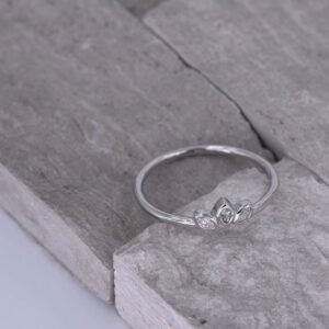 Blossom and Hue Sterling Silver Delicate Dainty Ring for Stacking Three-Stone Marquise Ring