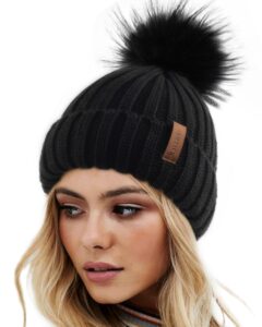 furtalk womens winter knitted beanie hat with faux fur pom warm knit skull cap beanie for women…