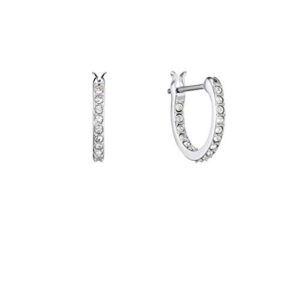 Swarovski Iconic Swan Collection Women's Pierced Earrings, Set of Blue and White Crystal Hoops with Rhodium Plating