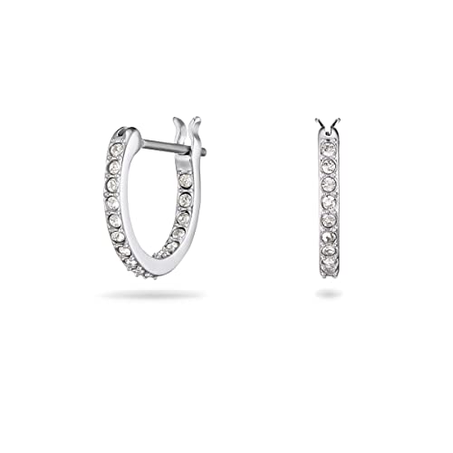 Swarovski Iconic Swan Collection Women's Pierced Earrings, Set of Blue and White Crystal Hoops with Rhodium Plating