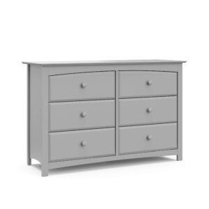 storkcraft kenton 6 drawer universal dresser (pebble gray) – dresser for kids bedroom, nursery dresser organizer, chest of drawers for bedroom with 6 drawers, universal design for children’s bedroom