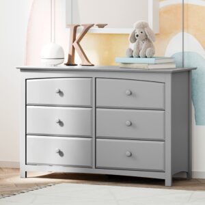 Storkcraft Kenton 6 Drawer Universal Dresser (Pebble Gray) – Dresser For Kids Bedroom, Nursery Dresser Organizer, Chest Of Drawers For Bedroom With 6 Drawers, Universal Design For Children’s Bedroom