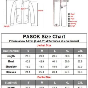 PASOK Men's Casual Tracksuit Long Sleeve Full Zip Running Jogging Sweatsuit Athletic Sports Set Light Gray M