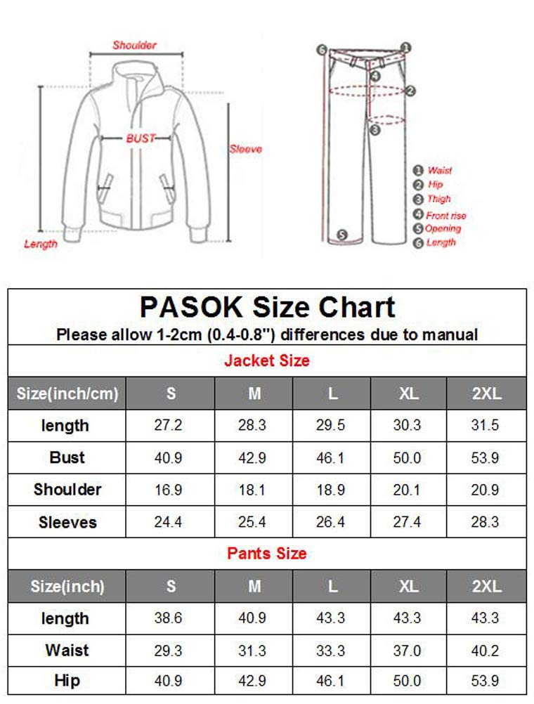 PASOK Men's Casual Tracksuit Long Sleeve Full Zip Running Jogging Sweatsuit Athletic Sports Set Light Gray M