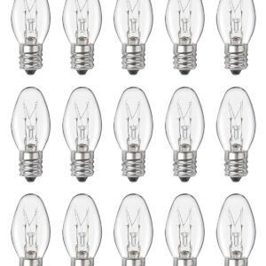 OuuKoo Salt Lamp Bulbs - 15 Watt Light Bulbs for Scentsy Wax Warmer - C7 Replacement Bulbs for Plug in Wax Diffuser- Warmwhite - Dimmable,15 Packs