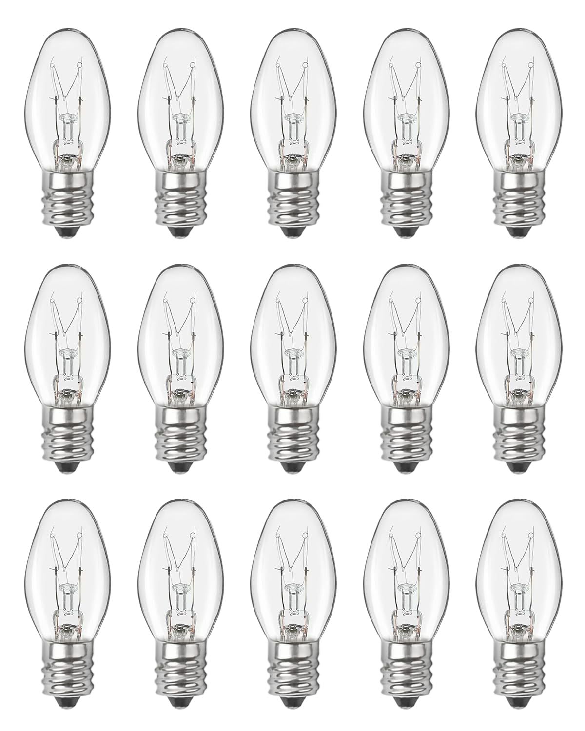 OuuKoo Salt Lamp Bulbs - 15 Watt Light Bulbs for Scentsy Wax Warmer - C7 Replacement Bulbs for Plug in Wax Diffuser- Warmwhite - Dimmable,15 Packs