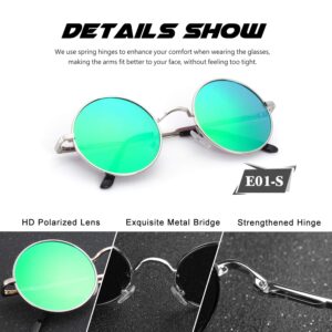 CGID E01 Lennon Polarized Sunglasses for Women Men Circle Round Retro Vintage Sun Glasses Circular Shades 2 Pack, Small 45mm, Simple Package