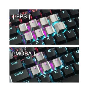 Fitlink FPS & MOBA Gaming Keycaps, Stainless Steel Metal Keycaps with Key Puller for Mechanical Keyboard Cherry Mx Switch 9 (WASD,Silver)