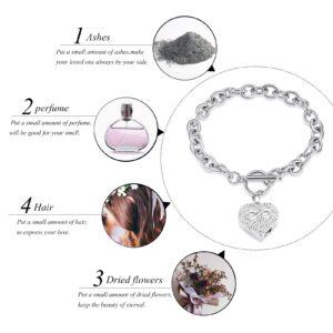 zeqingjw Infinity Heart Cremation Bracelet for Ashes - Stainless Steel Urn Bangles for Pet/Human Ashes - Memorial Keepsake Ash Jewelry