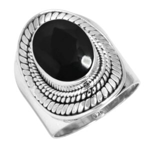 jeweloporium 925 silver ring for women natural black onyx gemstone boho silver ring size 7 thanksgiving gift statement jewelry