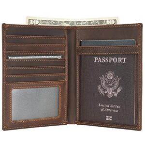 polare luxury rfid blocking leather passport holder travel wallet for men and women (dark brown)