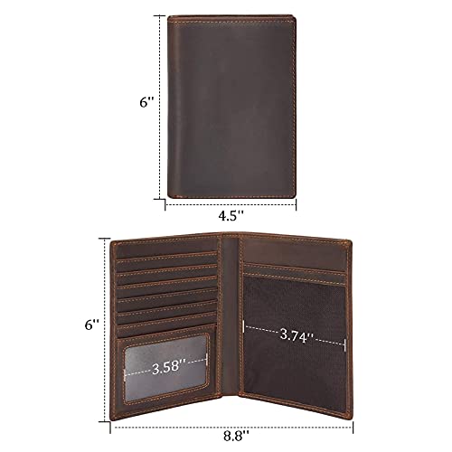 Polare Luxury RFID Blocking Leather Passport Holder Travel Wallet For Men and Women (Dark Brown)