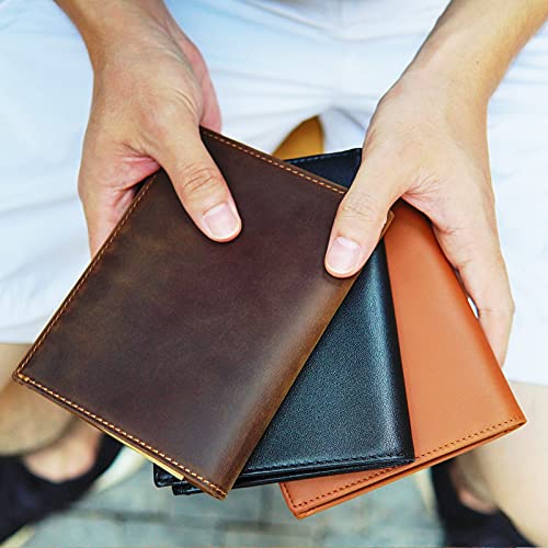 Polare Luxury RFID Blocking Leather Passport Holder Travel Wallet For Men and Women (Dark Brown)