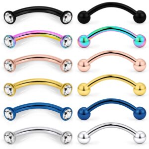 ocptiy 16g eyebrow rook daith piercing jewelry earring stainless surgical steel vertical labret lip short curved barbell bar snake frog eye tongue small belly navel ring piercin jewelry women men 6mm