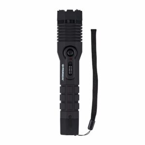 sabre ruger 2-in-1 stun gun and flashlight, 1.460 μc charge, 120 lumen led light, high, low, and strobe light modes, recharge with included charging cable, comes with belt holster