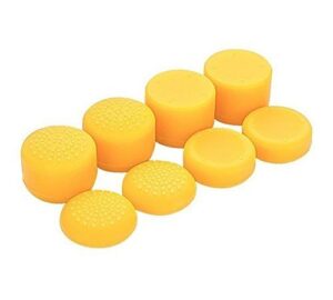 for ps5, ps4, ps3, switch pro, xbox one, xbox 360, wii u, ps2 controller analog stick thumbsticks joystick cap rubber cover silicone thumb grip cap joystick thumbstick replacement (pack of 8 yellow)