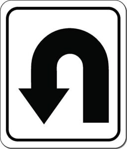 u-turn right arrow aluminum composite outdoor sign - street signs - road signs - right turn only traffic sign - personalized signs - private driveway sign - one way sign - 8.5" x10"