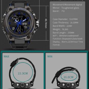 Yihou Men's Military Watch Outdoor Sports Electronic Watch Tactical Army Wristwatch LED Stopwatch Waterproof Digital Analog Watches