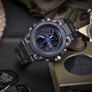 Yihou Men's Military Watch Outdoor Sports Electronic Watch Tactical Army Wristwatch LED Stopwatch Waterproof Digital Analog Watches