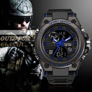 Yihou Men's Military Watch Outdoor Sports Electronic Watch Tactical Army Wristwatch LED Stopwatch Waterproof Digital Analog Watches