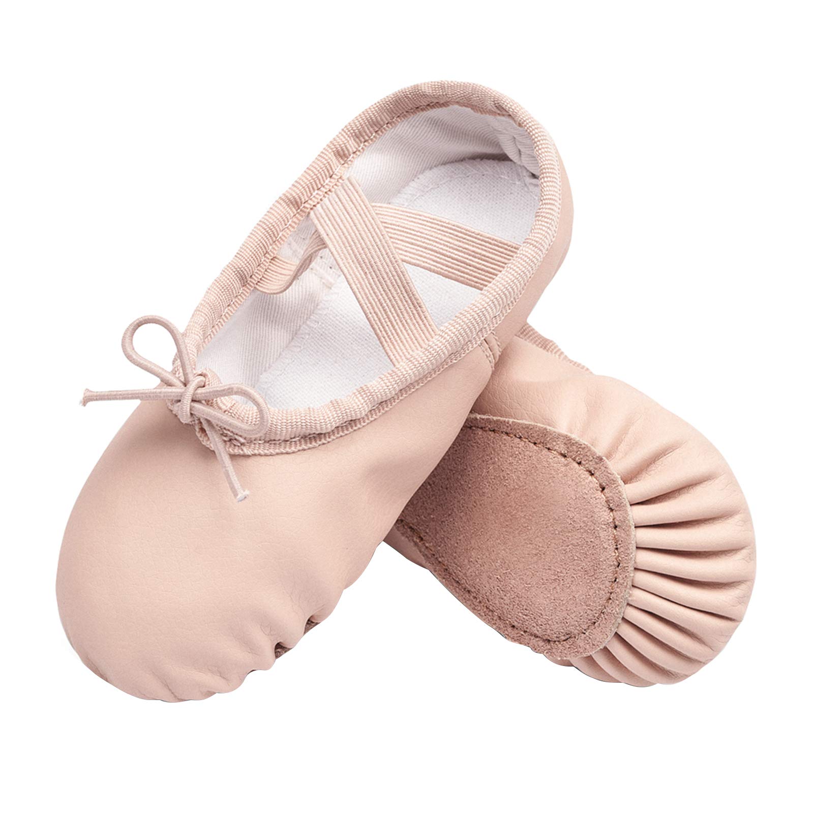 Stelle Ballet Shoes for Girls Toddler Ballet Slippers Soft Leather Boys Dance Shoes for Toddler/Little Kid/Big Kid(Ballet Pink (with Lace), 6MT)