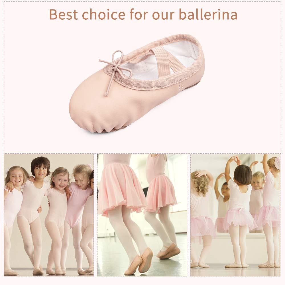 Stelle Ballet Shoes for Girls Toddler Ballet Slippers Soft Leather Boys Dance Shoes for Toddler/Little Kid/Big Kid(Ballet Pink (with Lace), 6MT)