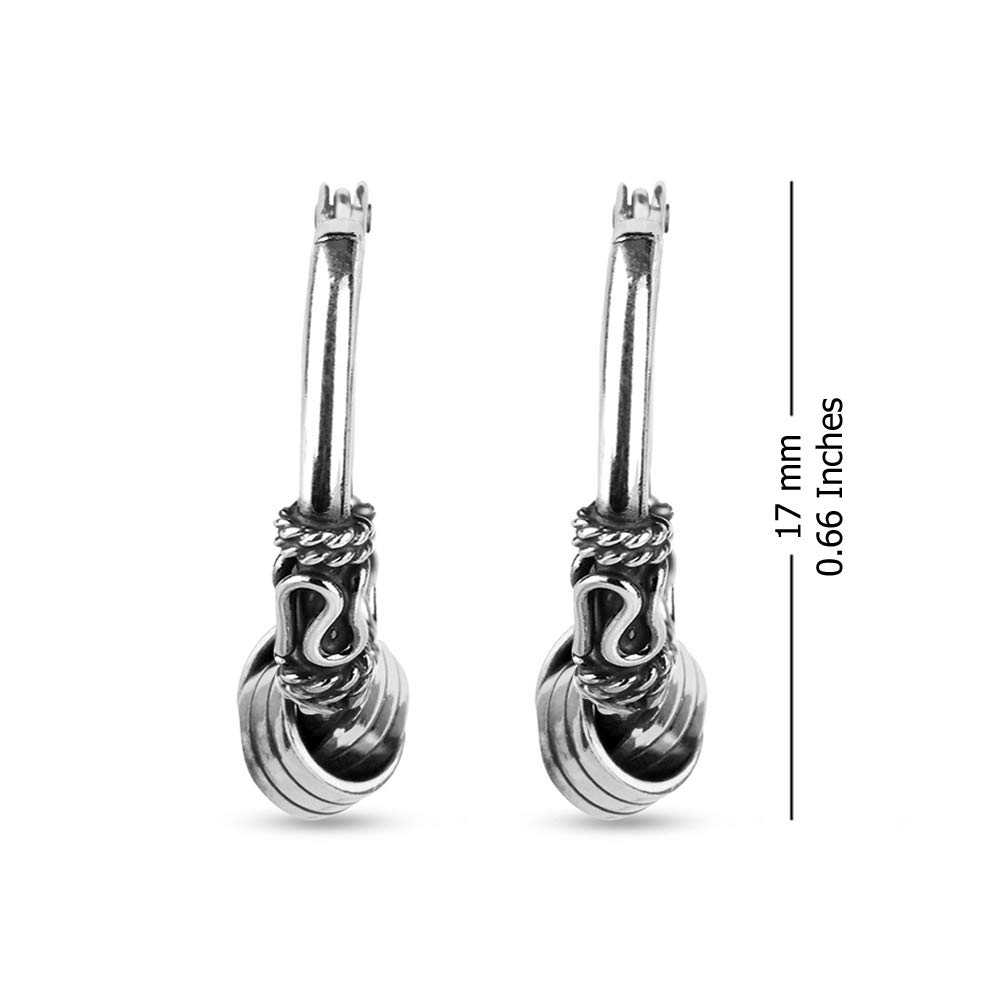 LeCalla 925 Sterling Silver Love Knot Earrings Jewelry Italian Design Balinese Love-Knot Hoops Earrings for Women Teen - 17mm