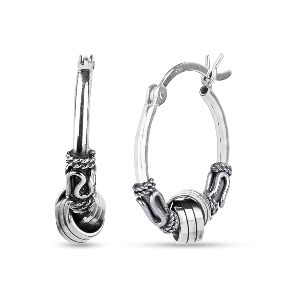 LeCalla 925 Sterling Silver Love Knot Earrings Jewelry Italian Design Balinese Love-Knot Hoops Earrings for Women Teen - 17mm