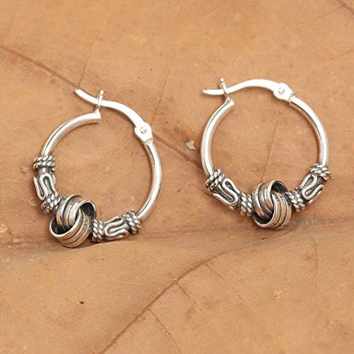 LeCalla 925 Sterling Silver Love Knot Earrings Jewelry Italian Design Balinese Love-Knot Hoops Earrings for Women Teen - 17mm