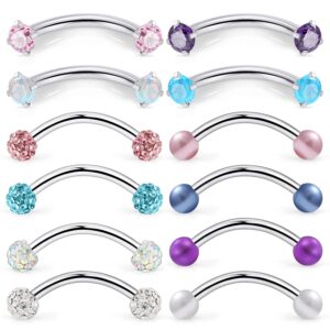 ocptiy 16g eyebrow rook daith piercing jewelry earring for women stainless surgical steel snake frog eye tongue vertical lip labret small belly naver ring curved barbell bar piercing jewelry men 8mm