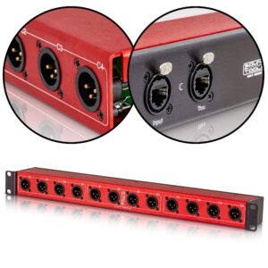 CAT Rack Male - Male XLR Stage Box with Audio Over Shielded CAT Cable. Send 12 Channels of Audio, DMX, Clear-Com or AES.