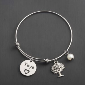 TGBJE Gigi Bracelet Hand Stamped Wire Bangle Great Grandma Gift With Family Tree (YAYA bangle)