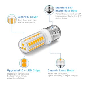 KLG 2 x E17 LED Bulbs, for Under Microwave Light Bulbs, Over Stove Lights, Home Lighting, Warm White 3000K, 4W 40W Halogen/Incandescent Bulbs Replacement,AC110-130V Non-dimmable