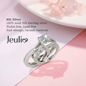 Jeulia Diamond Band Rings for Women CZ Sterling Silver Interchangeable Ring Sets with Stones Wedding Engagement Anniversary Promise Bridal Ring Sets (8.5)