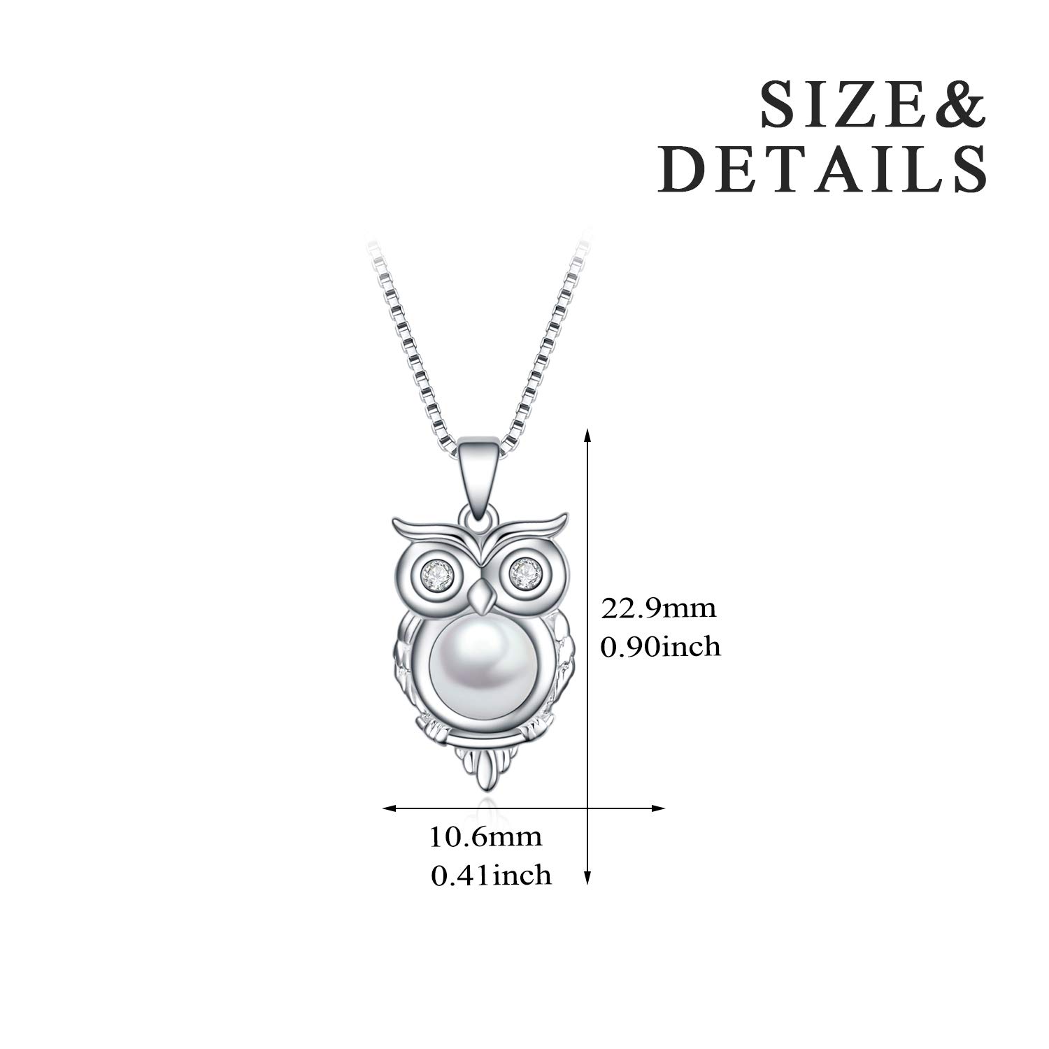 YFN Owl Gifts Sterling Silver Owl necklace Owl Pearl Pendant for Women Jewelry Gifts