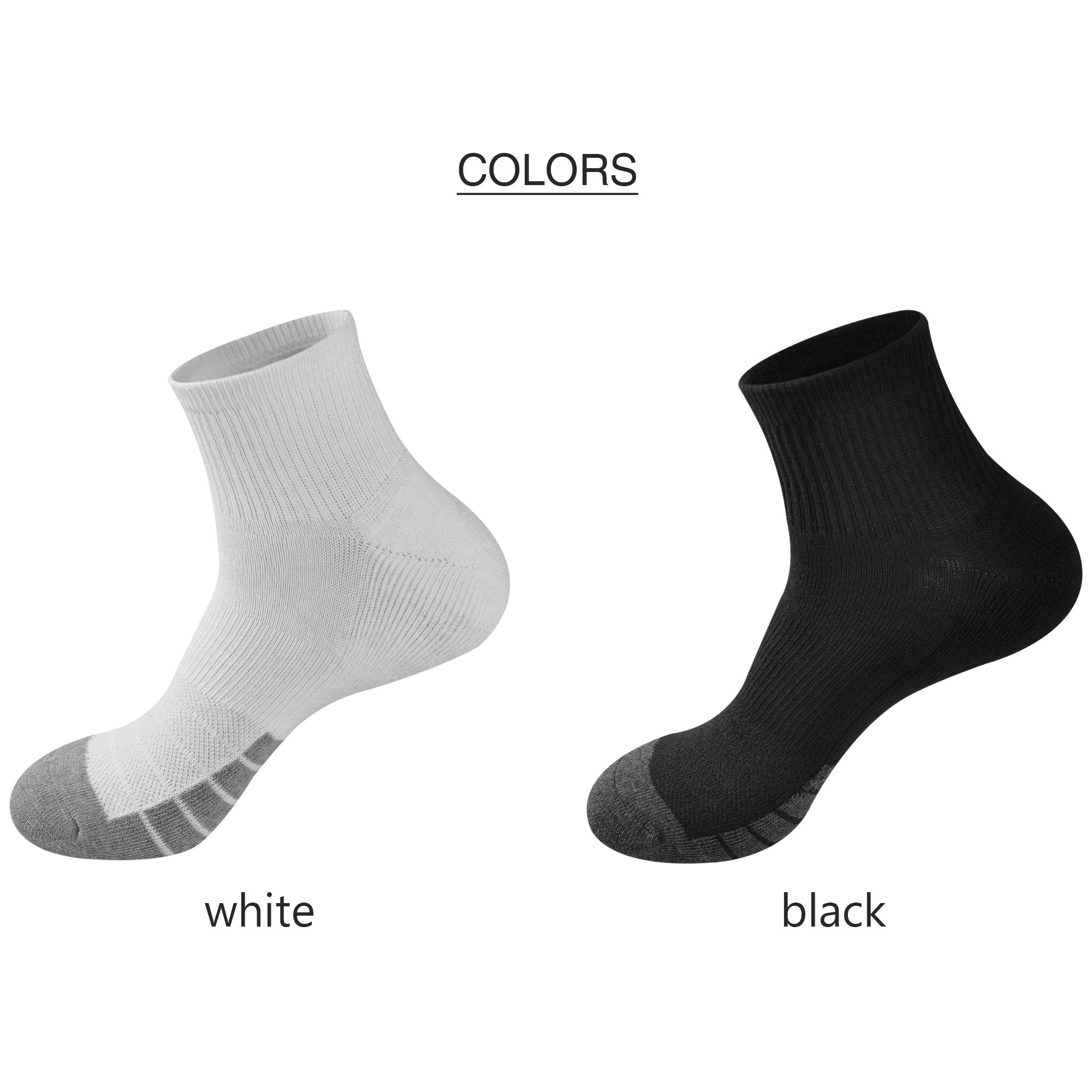 GKX Men's 10 Pairs Cotton Moisture Wicking Cushioned Sole Preformance Training Running AthleticWorkout Low Cut Socks(White 10P)