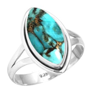 jeweloporium copper blue turquoise 925 sterling silver ring for women stone cocktail silver ring size 11.5 thanksgiving gift victorian jewelry