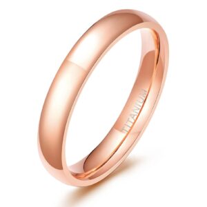 tigrade 2mm 4mm titanium ring rose gold dome high polished wedding band comfort fit size 3-13.5 (4mm, 8)