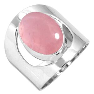 jeweloporium pink rose quartz 925 sterling silver ring for women gemstone handmade silver ring size 7.5 valentine's day gift cocktail jewelry