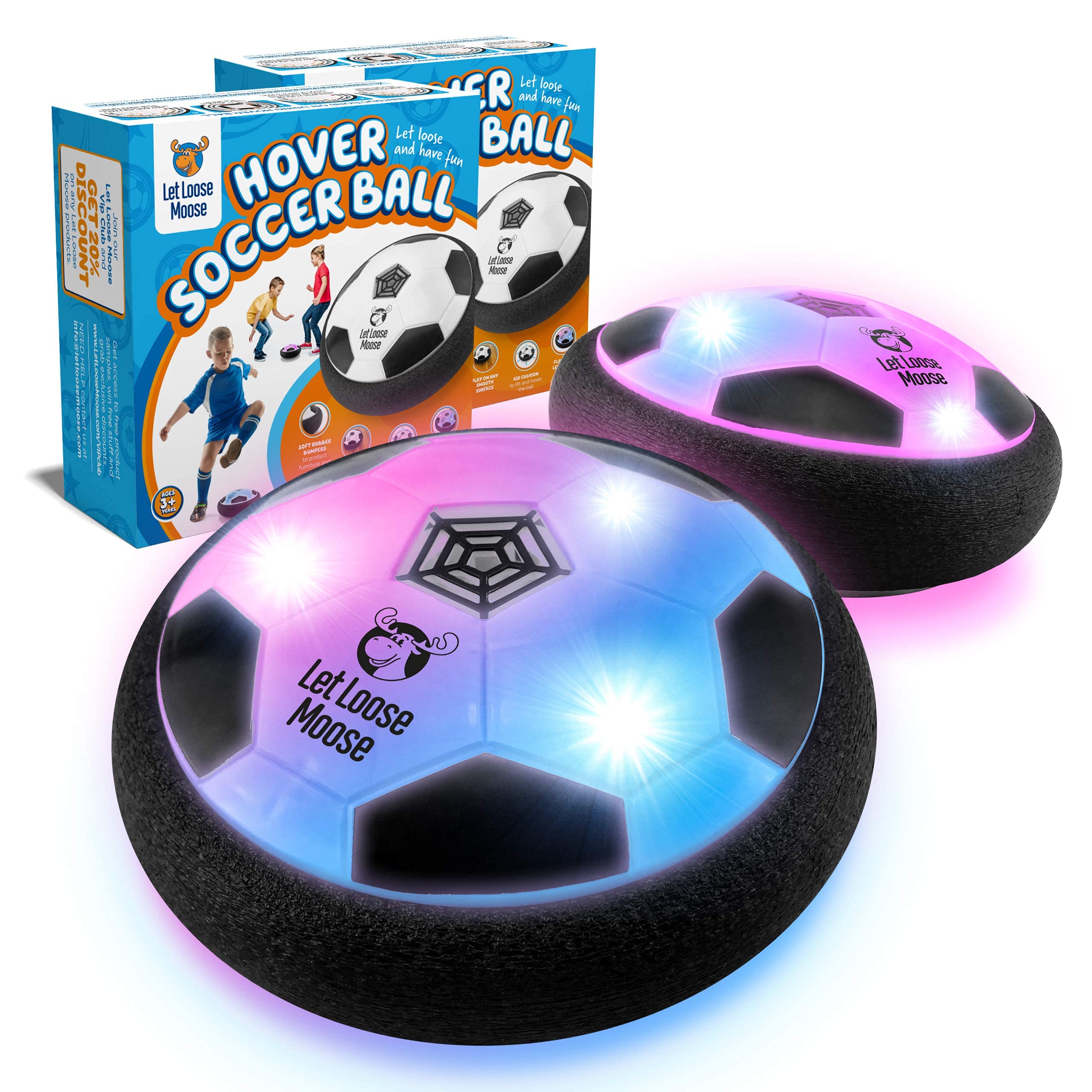 Let Loose Moose Hover Soccer Ball, Set of 2 LED Soccer Ball Toys, Gifts for 8 year Old Boys, Toys for 7 Year Old Boys, Birthday Gifts for Boys, Boys Toys for Age 4-6, Fun Toys for Boys and Girls