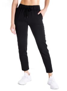 yogipace petite women's 7/8 on the fly pants drawstring casual lounge joggers travel sweatpants,black,24",size xxl