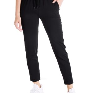 Yogipace Petite Women's 7/8 On The Fly Pants Drawstring Casual Lounge Joggers Travel Sweatpants,Black,24",Size XXL