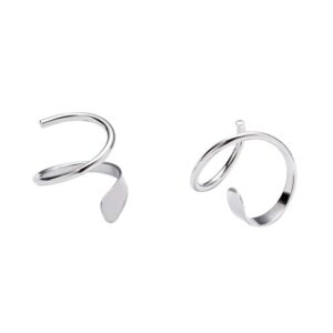 minimalist ear climber crawler cuff earrings for women sterling silver cartilage ear piercing wrap earring studs hypoallergenic (white gold)