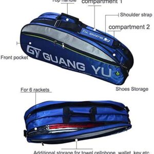 IPENNY Large Capacity Badminton Tennis Racquet Bag 6 Racket Bag Waterproof Dustproof Gym Bag Backpack Sport Equipment Duffel Bag Shoulder Bag Carrying Bag Tote Storage Sack