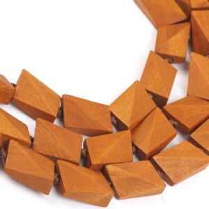 Coiris 3 Layers Big Faceted Wood Beaded Strand Statement Necklace for Women Chunky Collar (N0018-Light Brown)