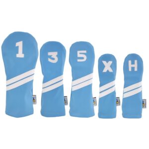 light blue sunfish leather golf headcover 5 piece set 1 3 5 x h driver fairway hybrid