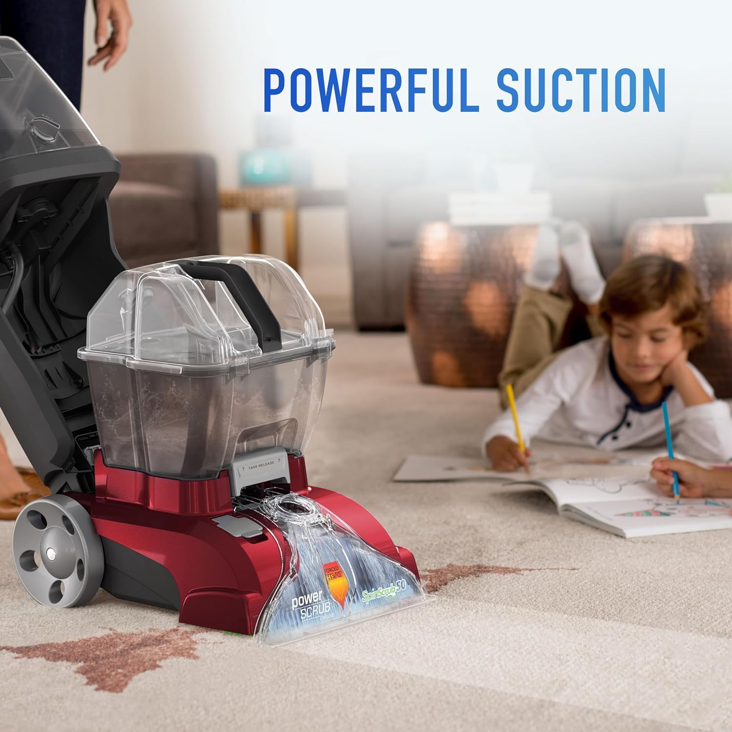 Hoover PowerScrub Deluxe Carpet Cleaner Machine, Upright Shampooer, FH50150NC with 64 oz Pet Carpet Cleaner Solution, Concentrated Machine Cleaner Solution for Pets, AH31925